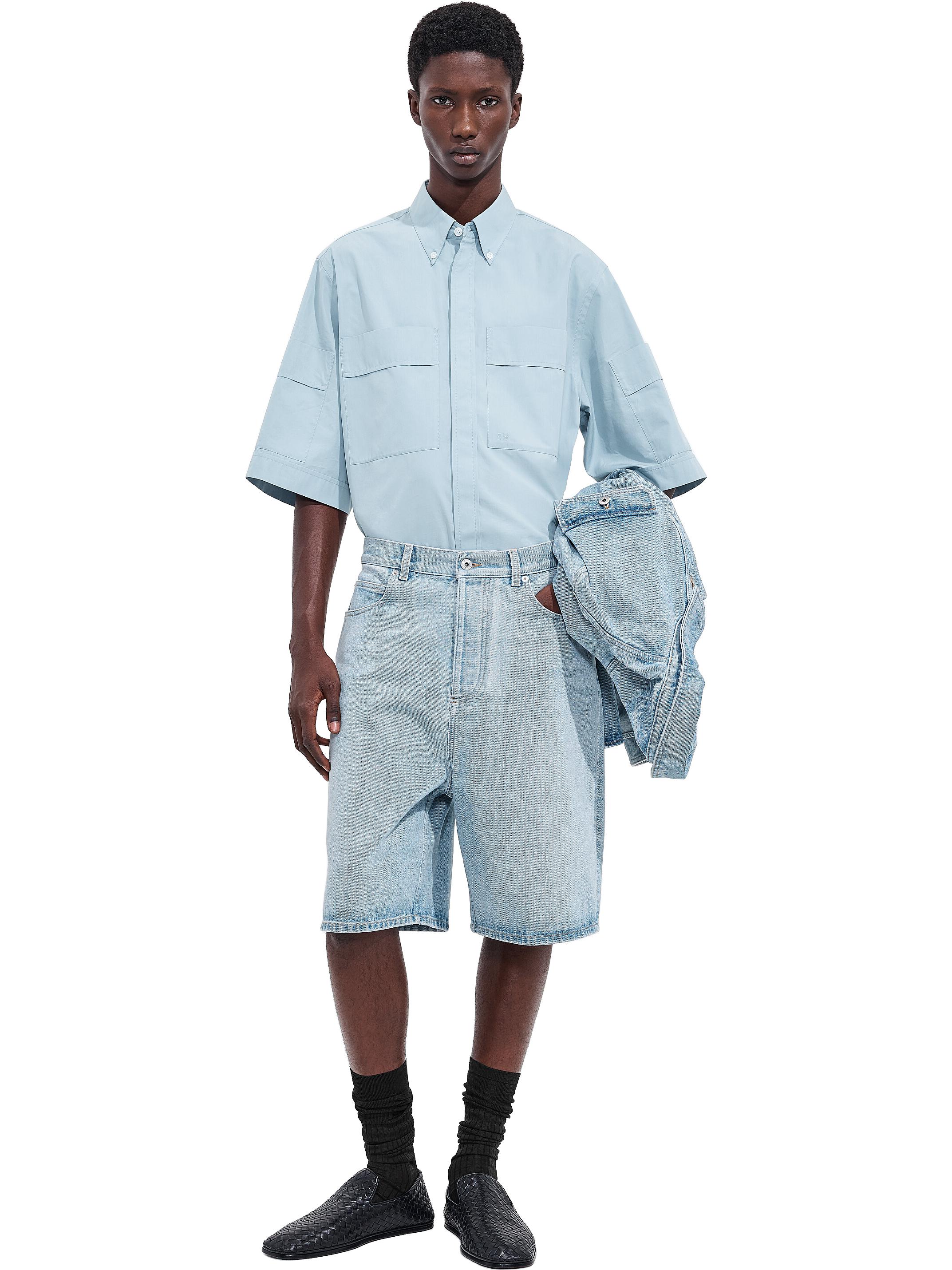 BOTTEGA VENETA Bottega Veneta Sky Bleached Wide Leg Denim Shorts